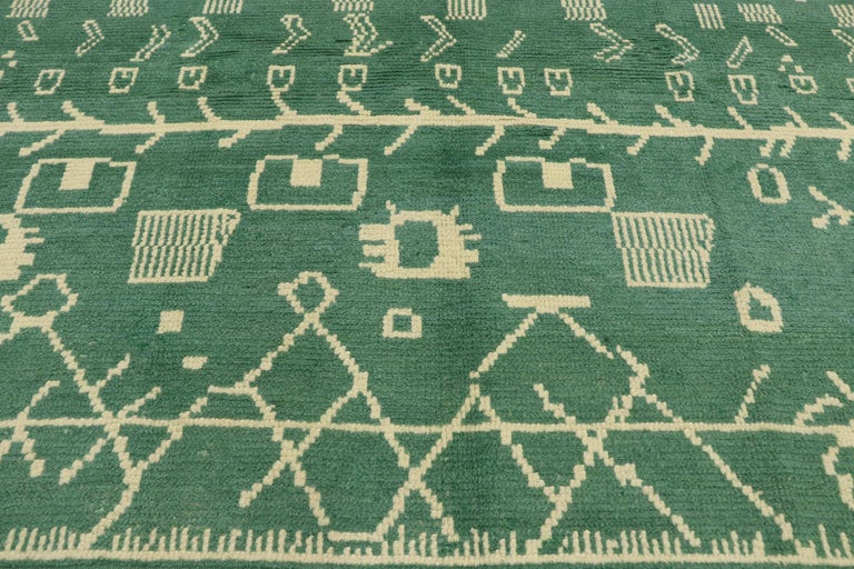New Contemporary Green Moroccan Rug with Postmodern Tribal Style For ...