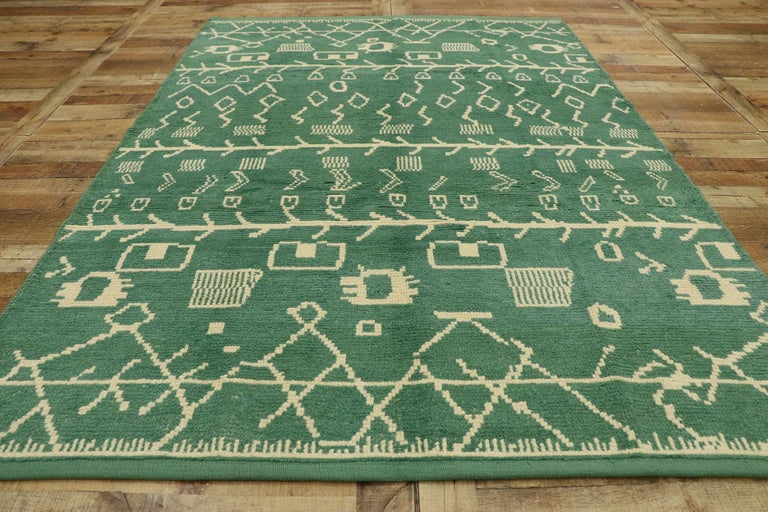 New Contemporary Green Moroccan Rug with Postmodern Tribal Style For ...