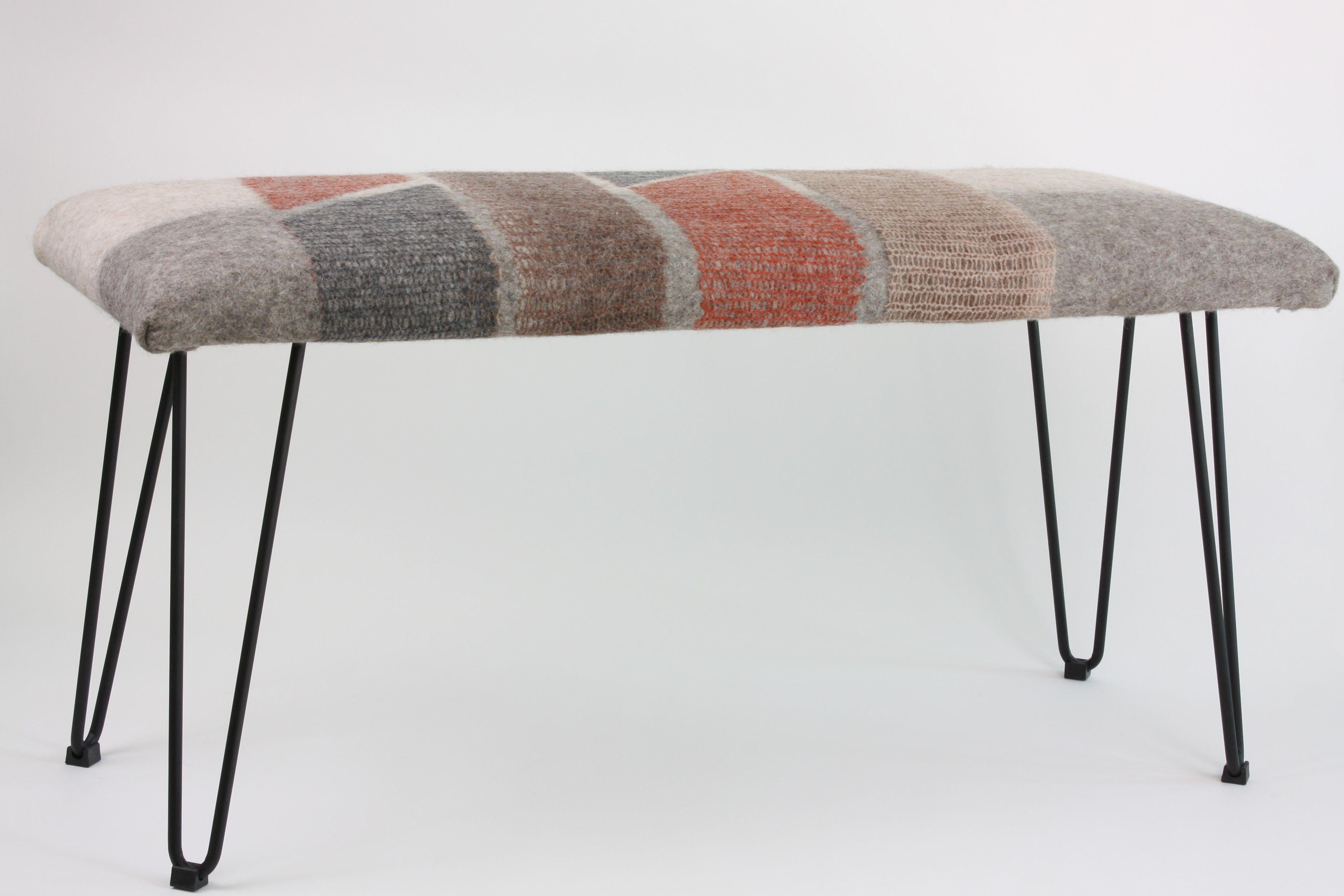New Contemporary Hand-Felted Wool Bench with 2 Cushions For Sale at ...