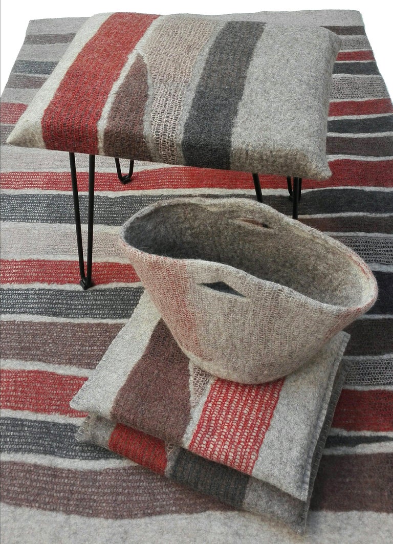 Contemporary Hand-Felted Wool Rug For Sale at 1stDibs