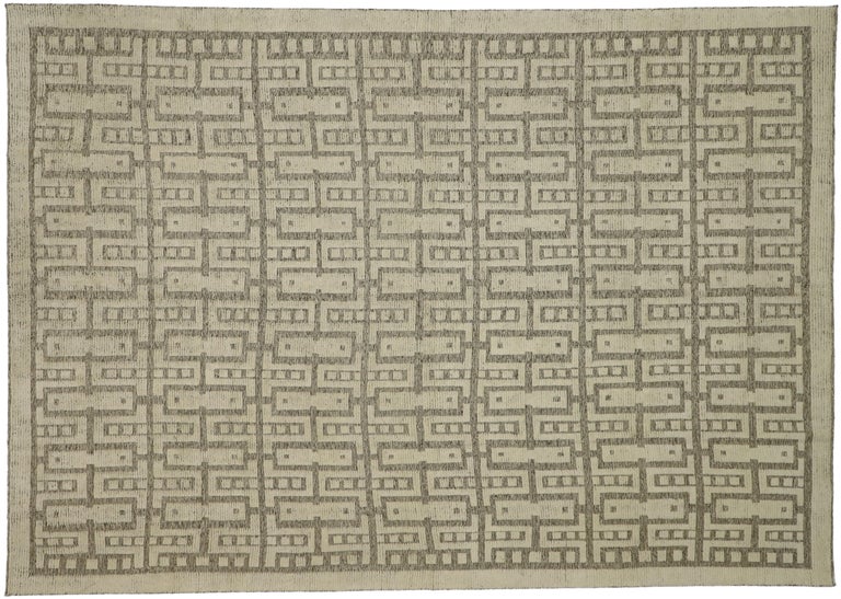 New Contemporary High-Low Geometric Area Rug with Modern Style For Sale ...