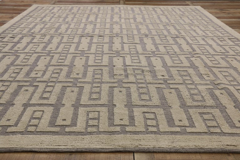 New Contemporary High-Low Geometric Rug with Transitional and Art Deco ...