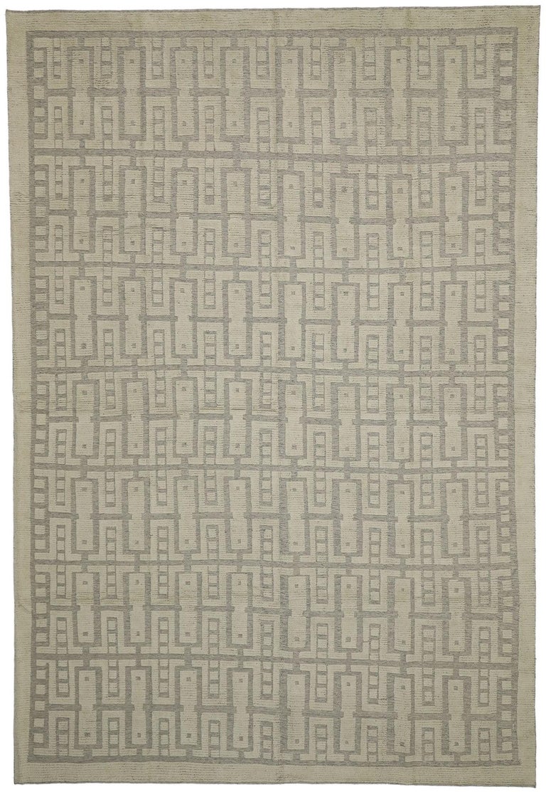 New Contemporary High-Low Geometric Area Rug with Modern Style For Sale ...