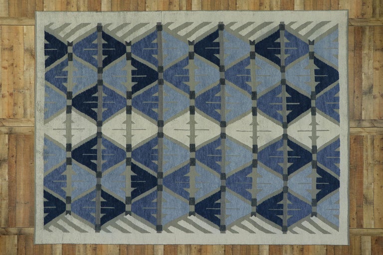 New Contemporary Indian Kilim Souf Rug with Raised Geometric Design at ...