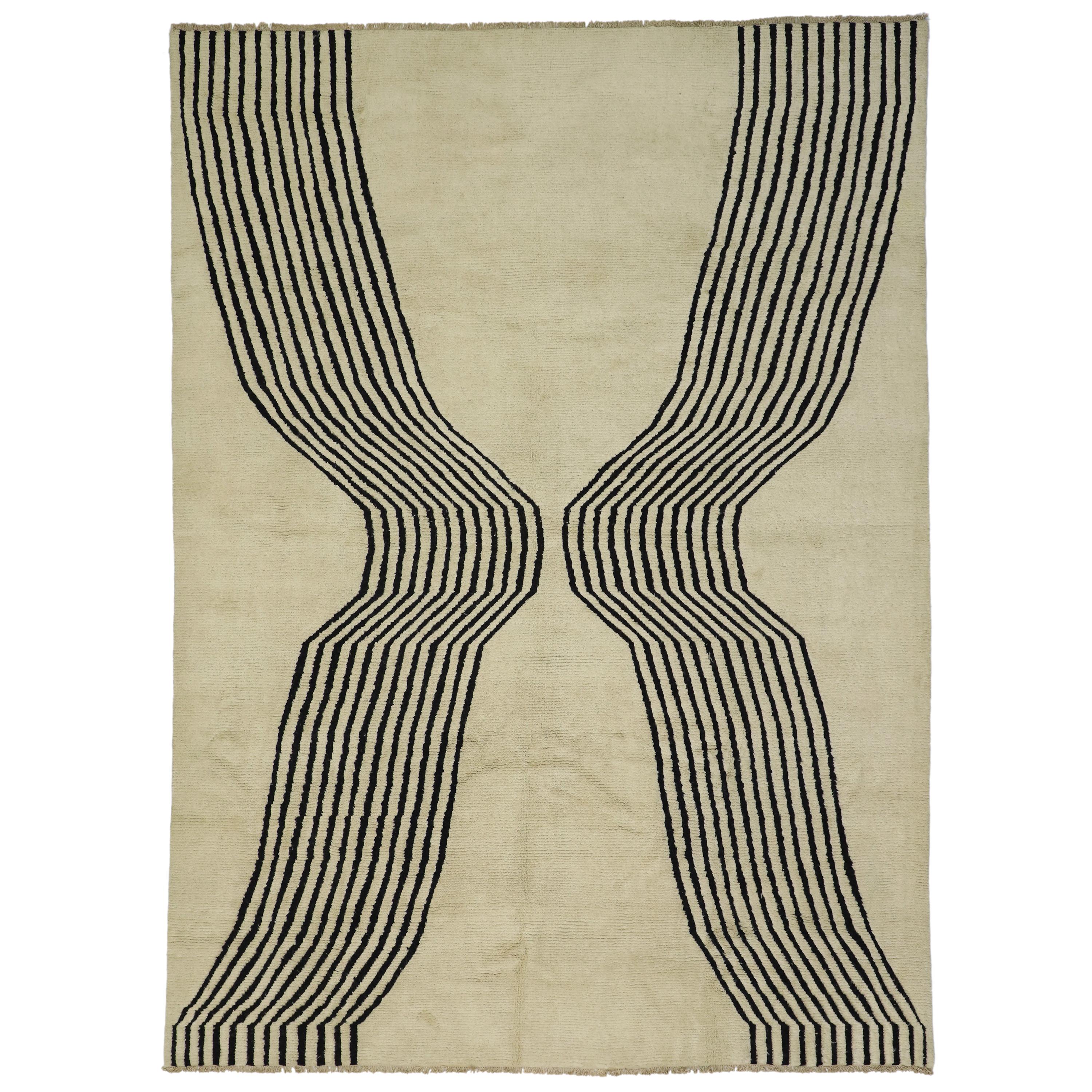 New Contemporary Moroccan Area Rug with Bauhaus and Mid-Century Modern ...
