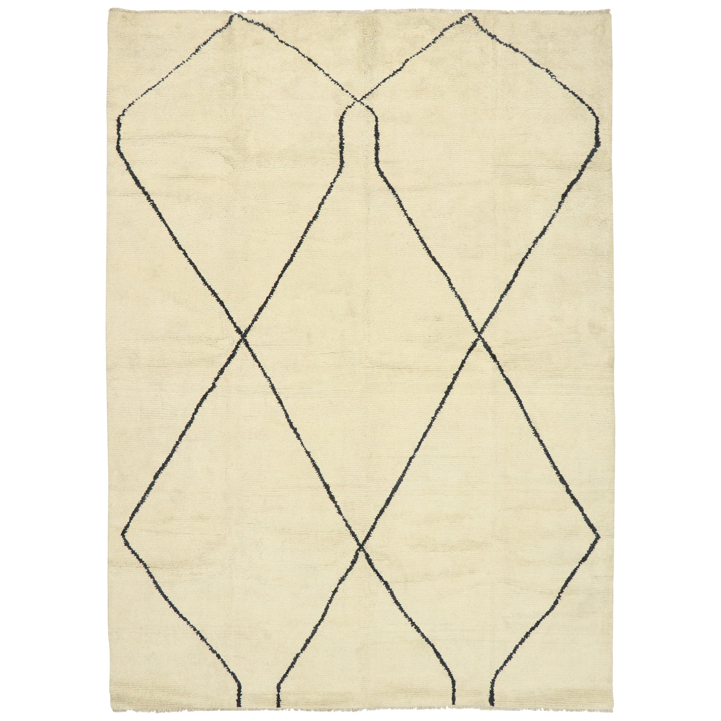 New Contemporary Moroccan Area Rug with Modern Style For Sale at 1stDibs