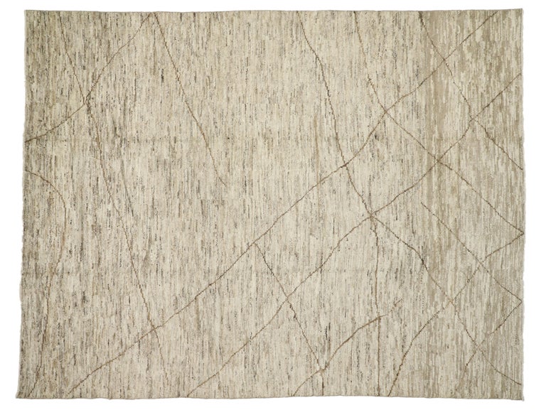 New Contemporary Moroccan Area Rug with Modern Design, Warm Neutral ...