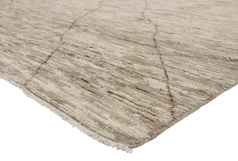 New Contemporary Moroccan Area Rug with Modern Design, Warm Neutral ...