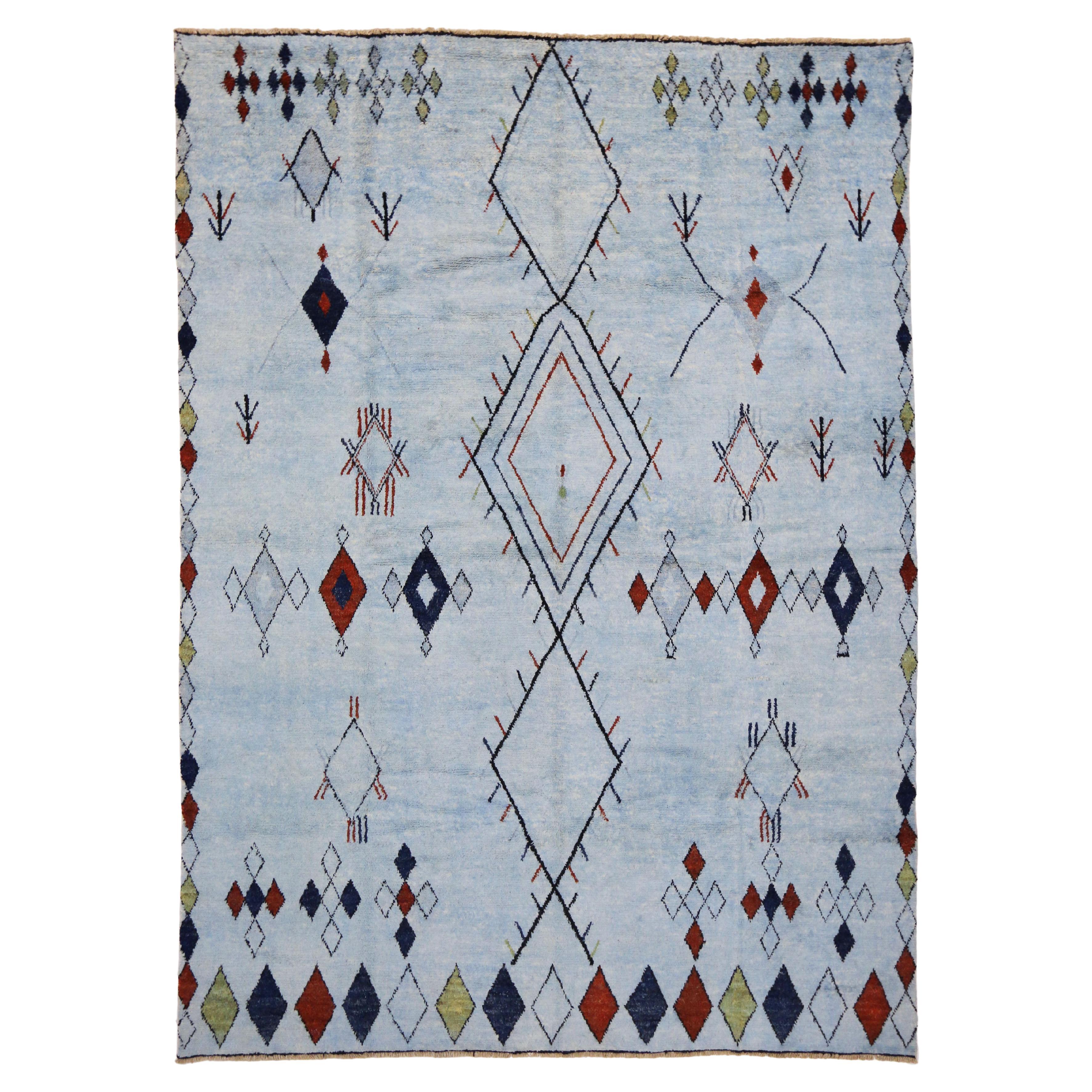 New Contemporary Moroccan Rug with Geometric Tribal Navajo Design For ...