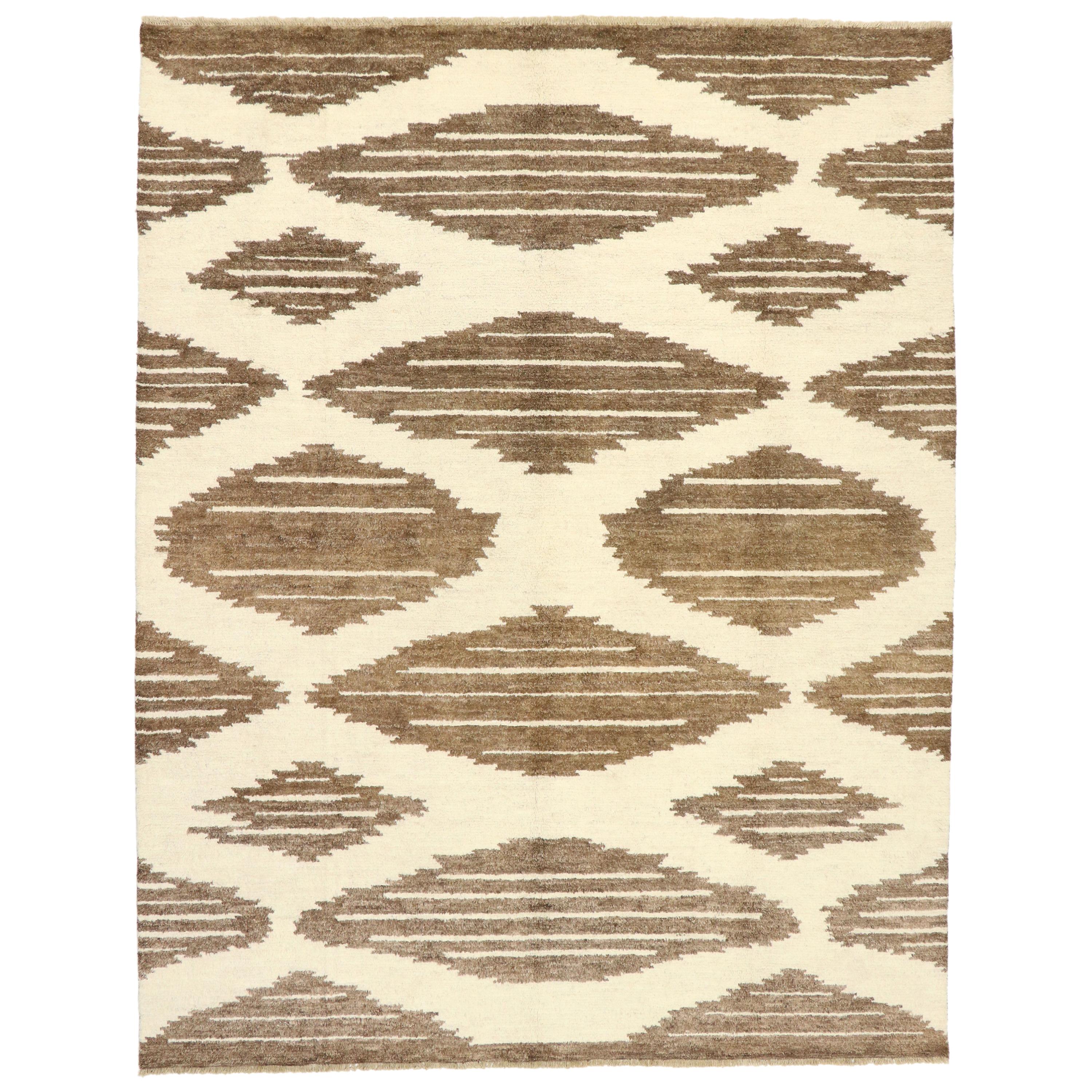 New Contemporary Moroccan Rug with Geometric Tribal Navajo Design For ...