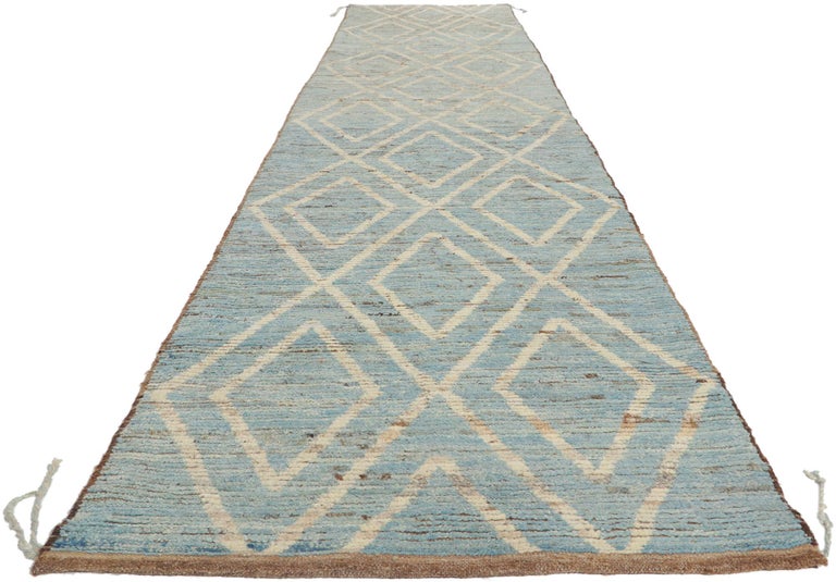 New Contemporary Moroccan Runner with Short Pile For Sale at 1stDibs