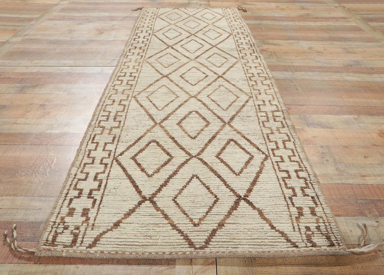 New Contemporary Moroccan Runner with Short Pile For Sale at 1stDibs