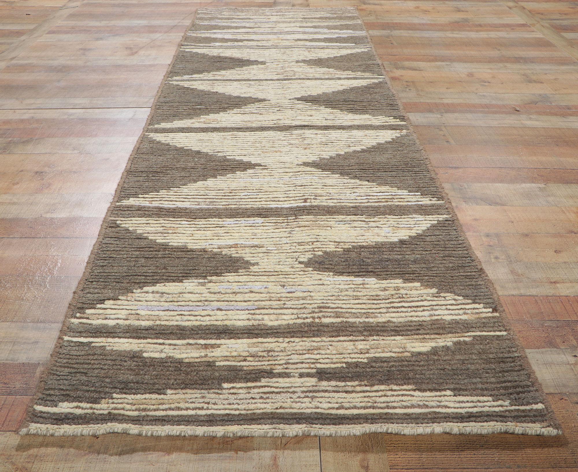 New Contemporary Moroccan Runner with Short Pile For Sale at 1stDibs
