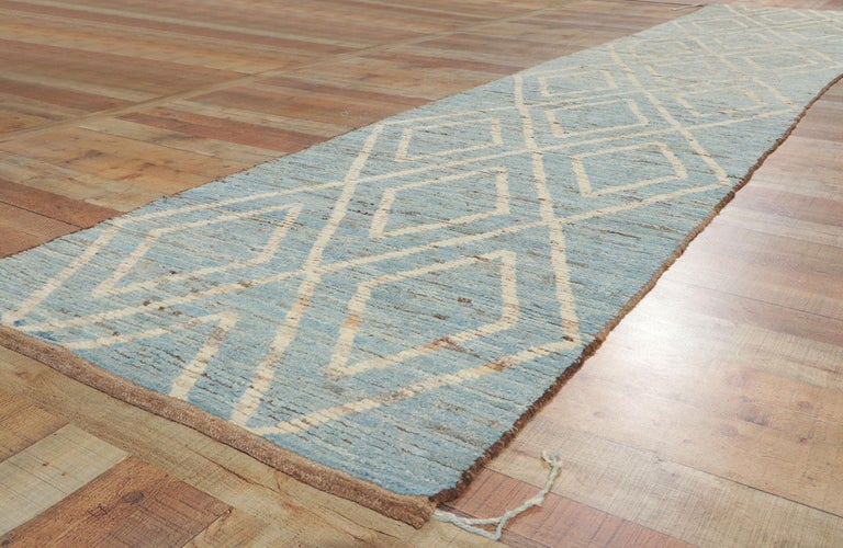 New Contemporary Moroccan Runner with Short Pile For Sale at 1stDibs