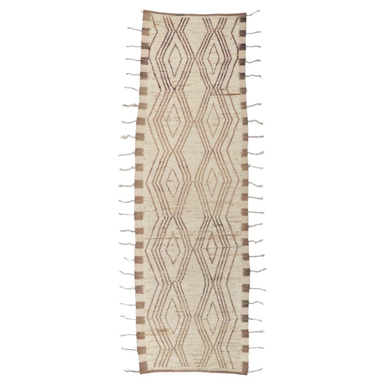 New Contemporary Moroccan Runner with Short Pile For Sale at 1stDibs