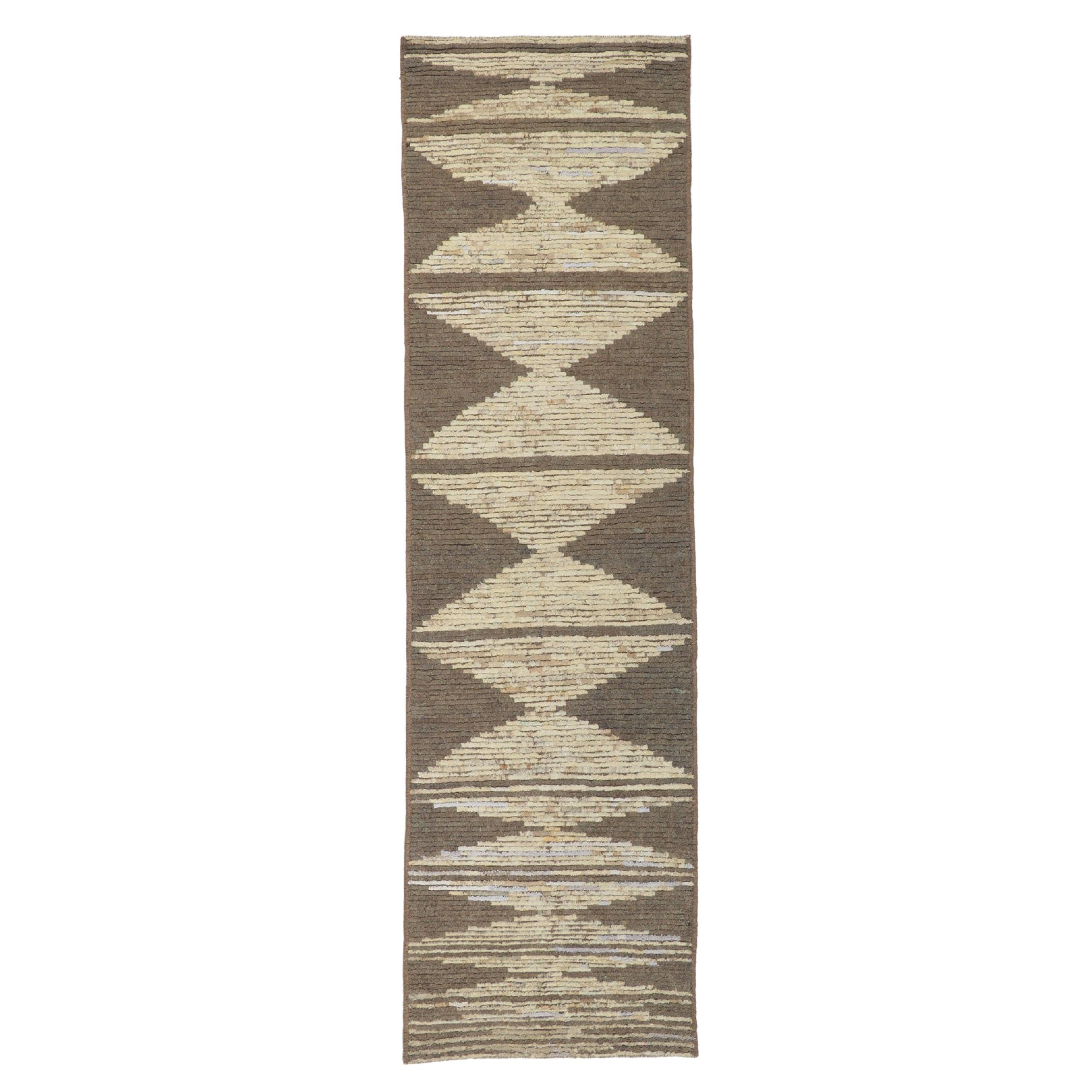 New Contemporary Moroccan Runner with Short Pile For Sale at 1stDibs