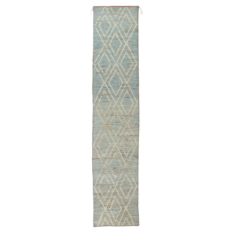 New Contemporary Moroccan Runner with Short Pile For Sale at 1stDibs
