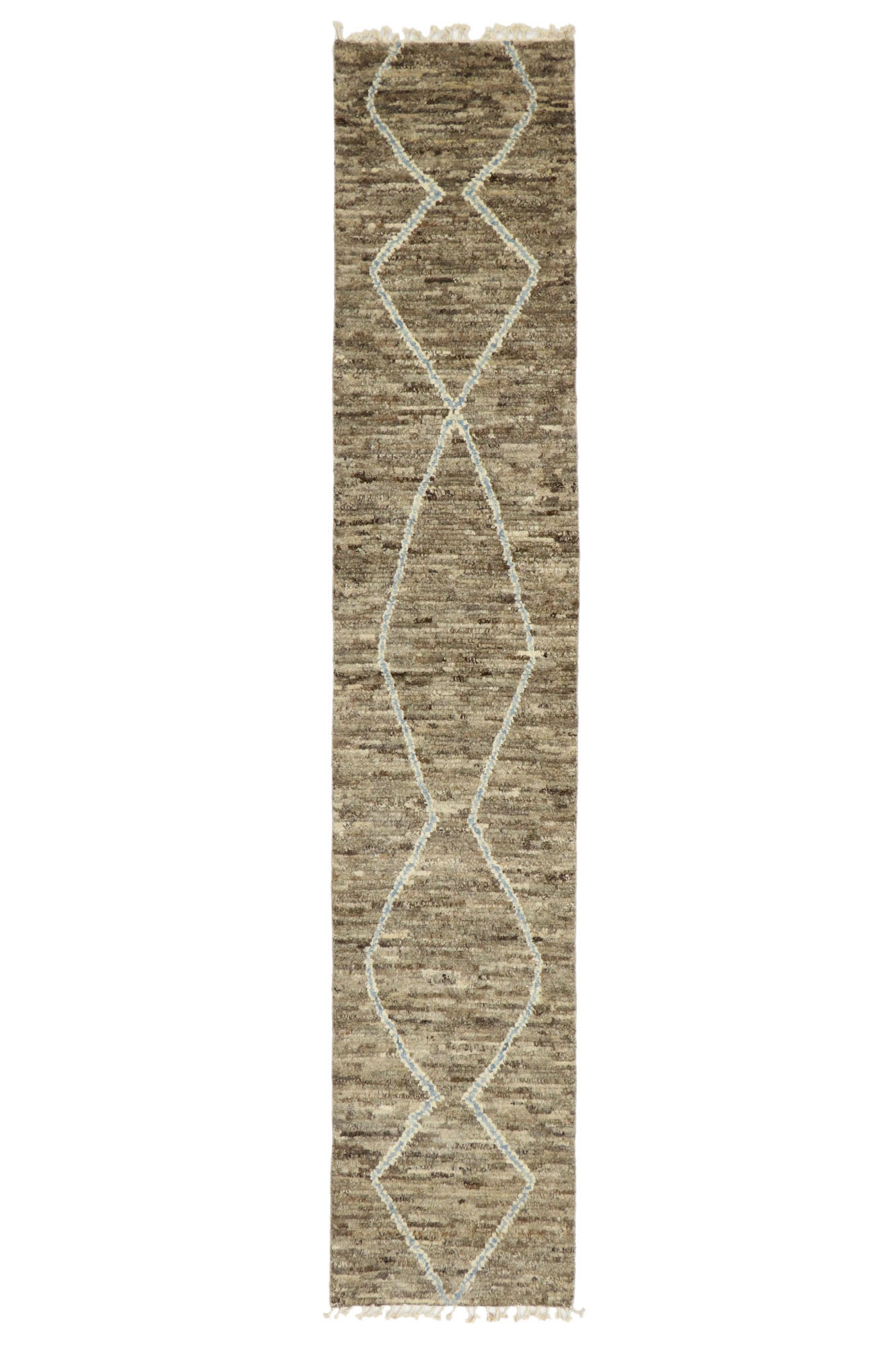 Organic Modern Moroccan Rug Runner, Wabi-Sabi Meets Earth-Tone Elegance ...