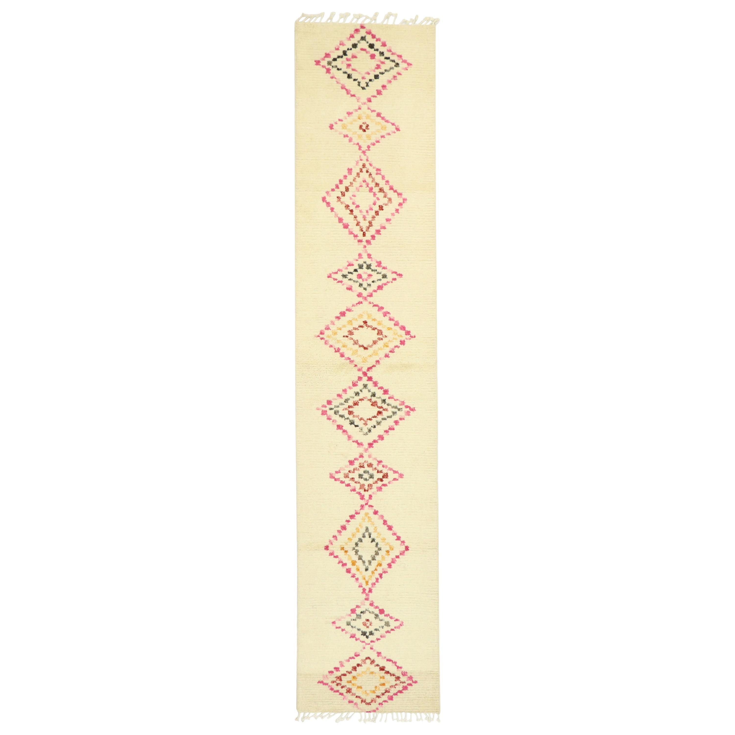 New Contemporary Moroccan Runner with Cozy Boho Chic Tribal Style For ...
