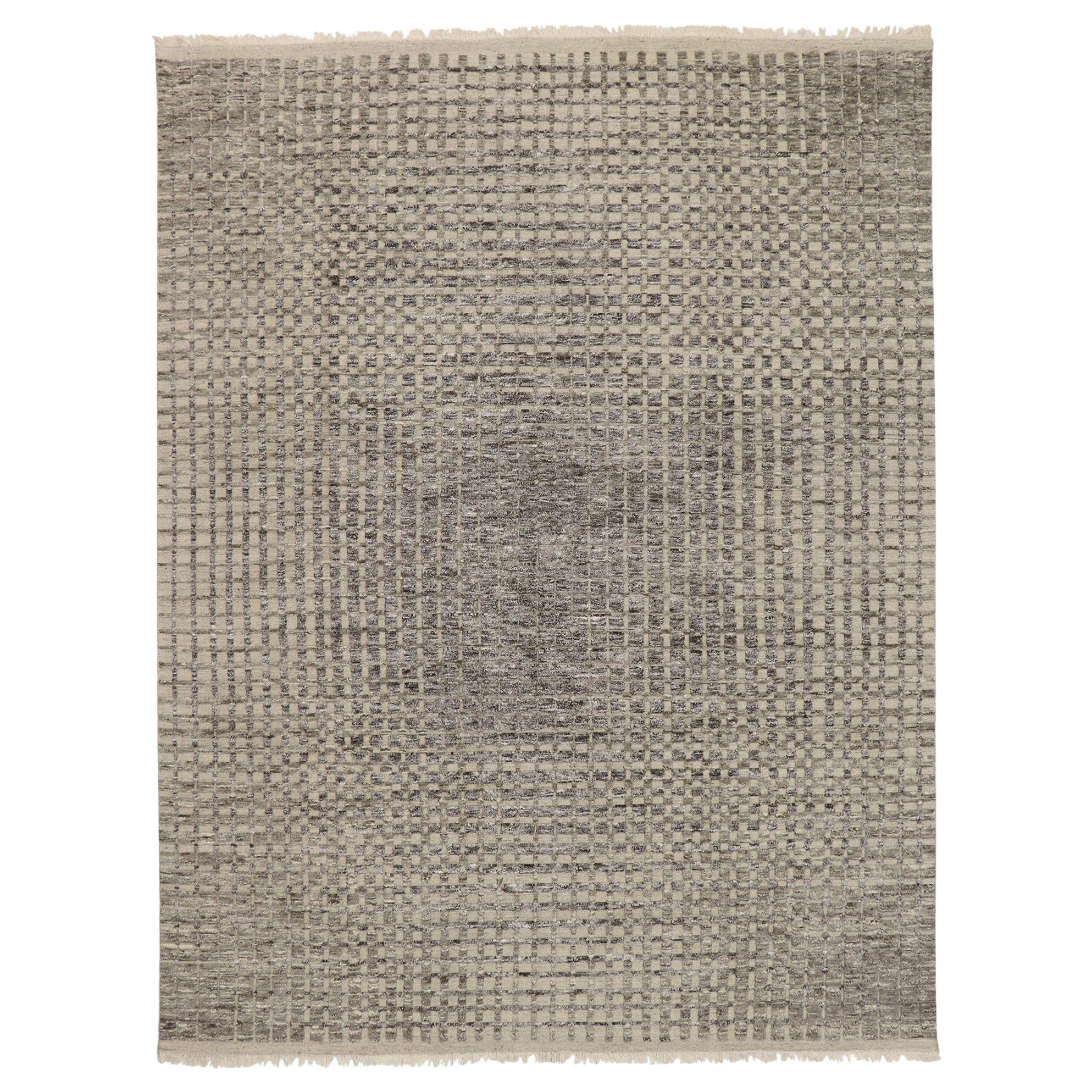 New Contemporary High-Low Geometric Area Rug with Modern Style For Sale ...