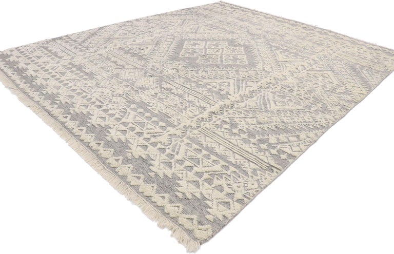 New Contemporary Moroccan Souf Rug with Raised Design and Modern Style ...