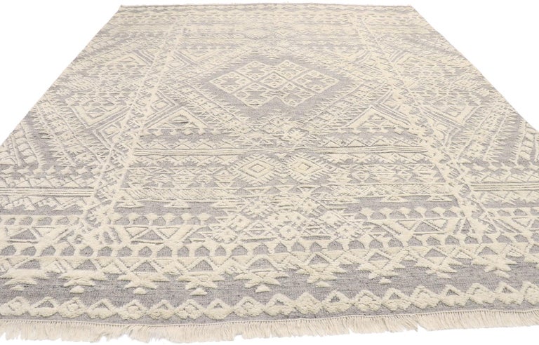 New Contemporary Moroccan Souf Rug with Raised Design and Modern Style ...