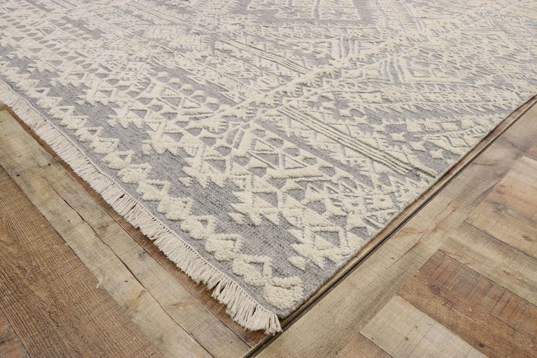 New Contemporary Moroccan Souf Rug with Raised Design and Modern Style ...
