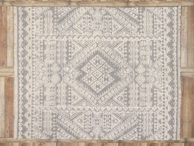 New Contemporary Moroccan Souf Rug with Raised Design and Modern Style ...