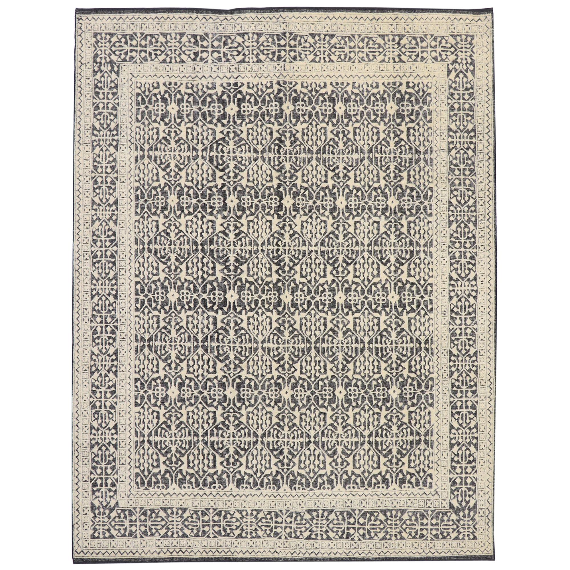 Blue and Gray Modern Moroccan Style Accent Rug at 1stDibs