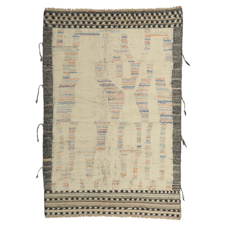 New Color Block Moroccan Style Rug with Short Pile For Sale at 1stDibs