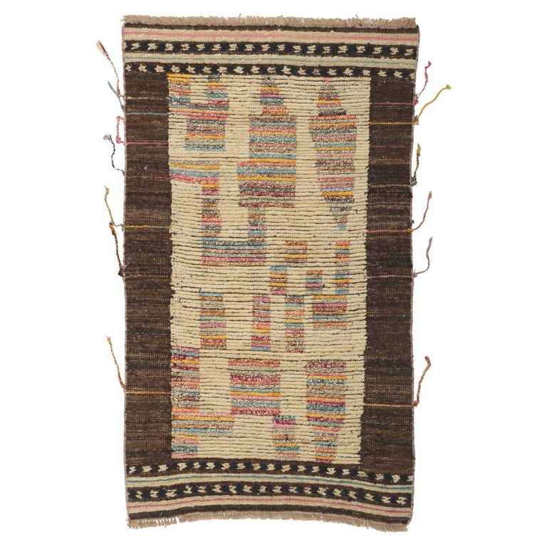 New Color Block Moroccan Style Rug with Short Pile For Sale at 1stDibs