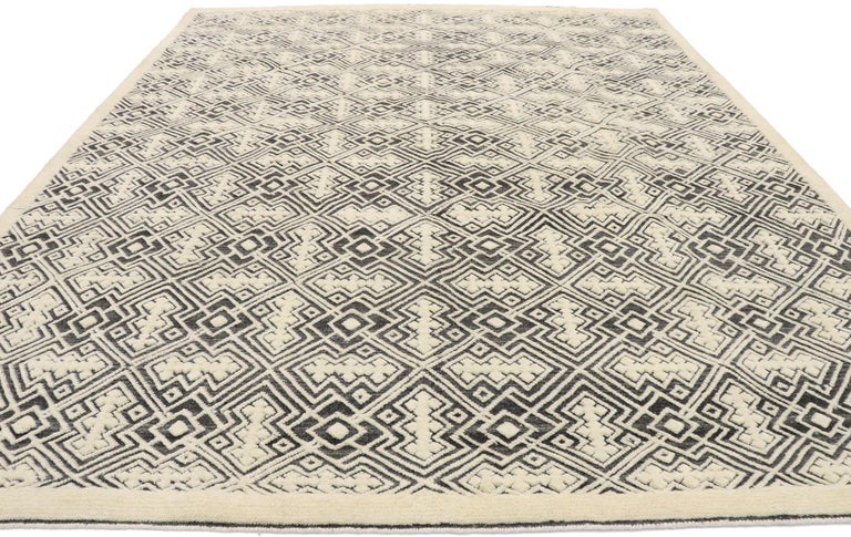 New Contemporary Moroccan Style Souf Rug with Raised Design and Modern ...