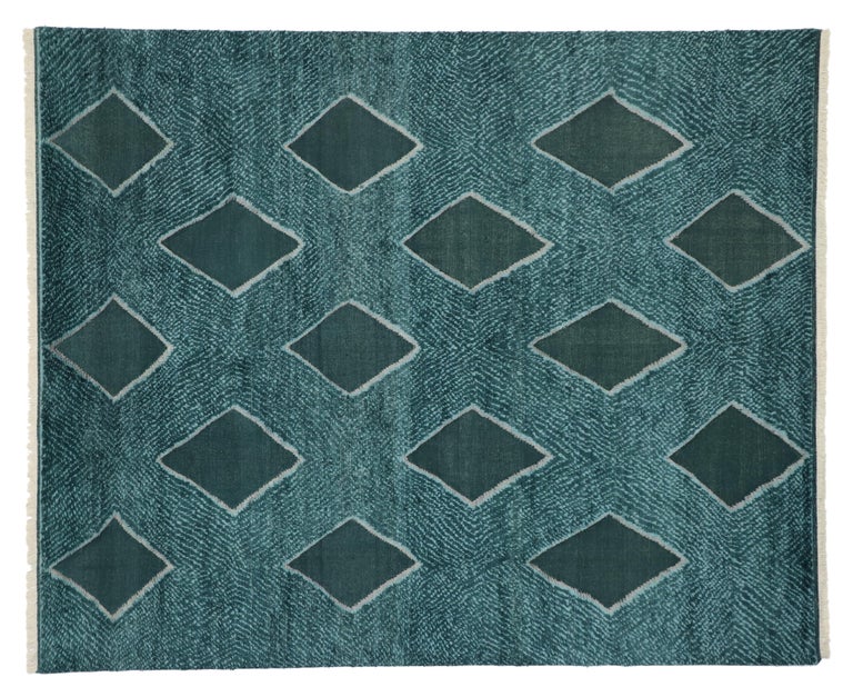 New Contemporary Moroccan Texture Area Rug Geometric Diamond Pattern at ...