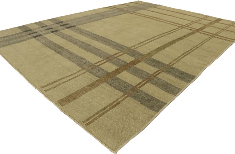 New Contemporary Neutral Plaid Tartan Rug with Ivy League Style For ...