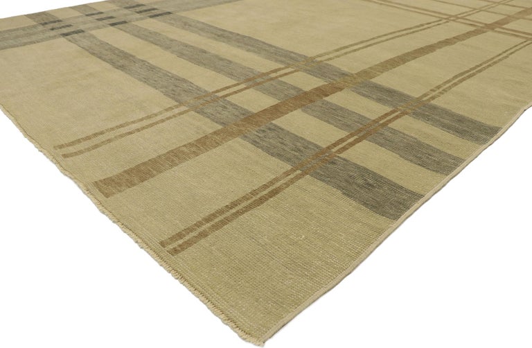 New Contemporary Neutral Plaid Tartan Rug with Ivy League Style For ...