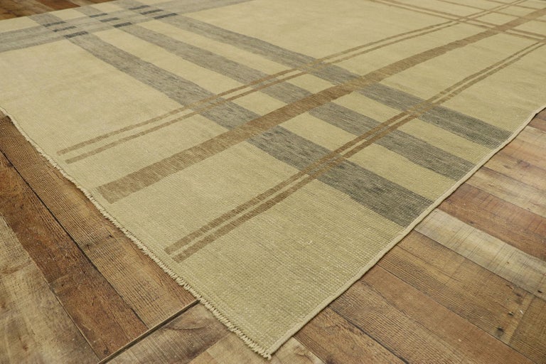 New Contemporary Neutral Plaid Tartan Rug with Ivy League Style For ...