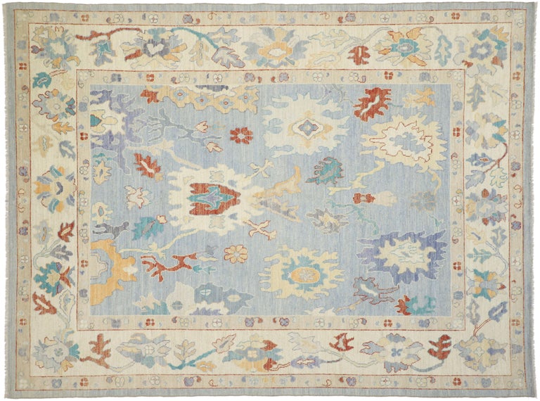 New Contemporary Oushak Design Transitional Area Rug For Sale at 1stDibs