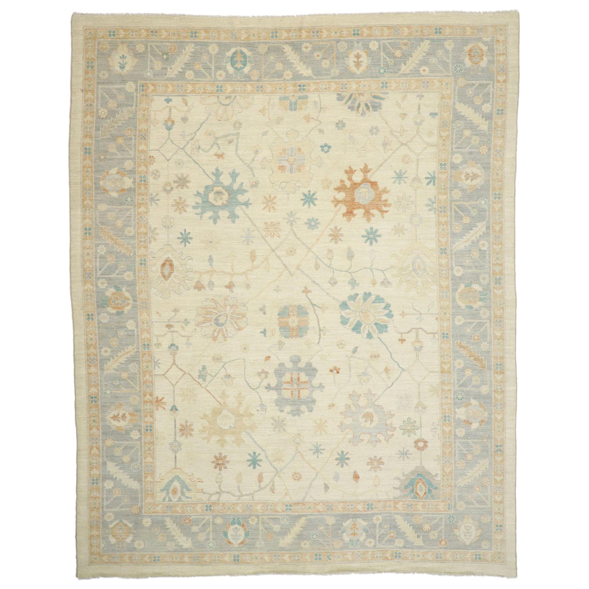 New Contemporary Oushak Design Transitional Area Rug For Sale at 1stDibs
