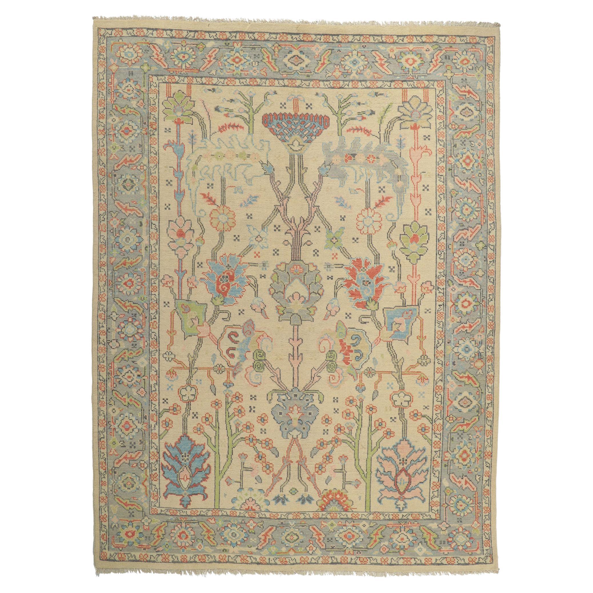 New Contemporary Oushak Rug with Modern Style For Sale at 1stDibs