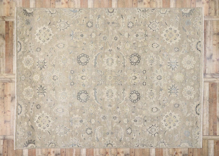 New Contemporary Oushak Style Rug with Gustavian Style and Neutral ...