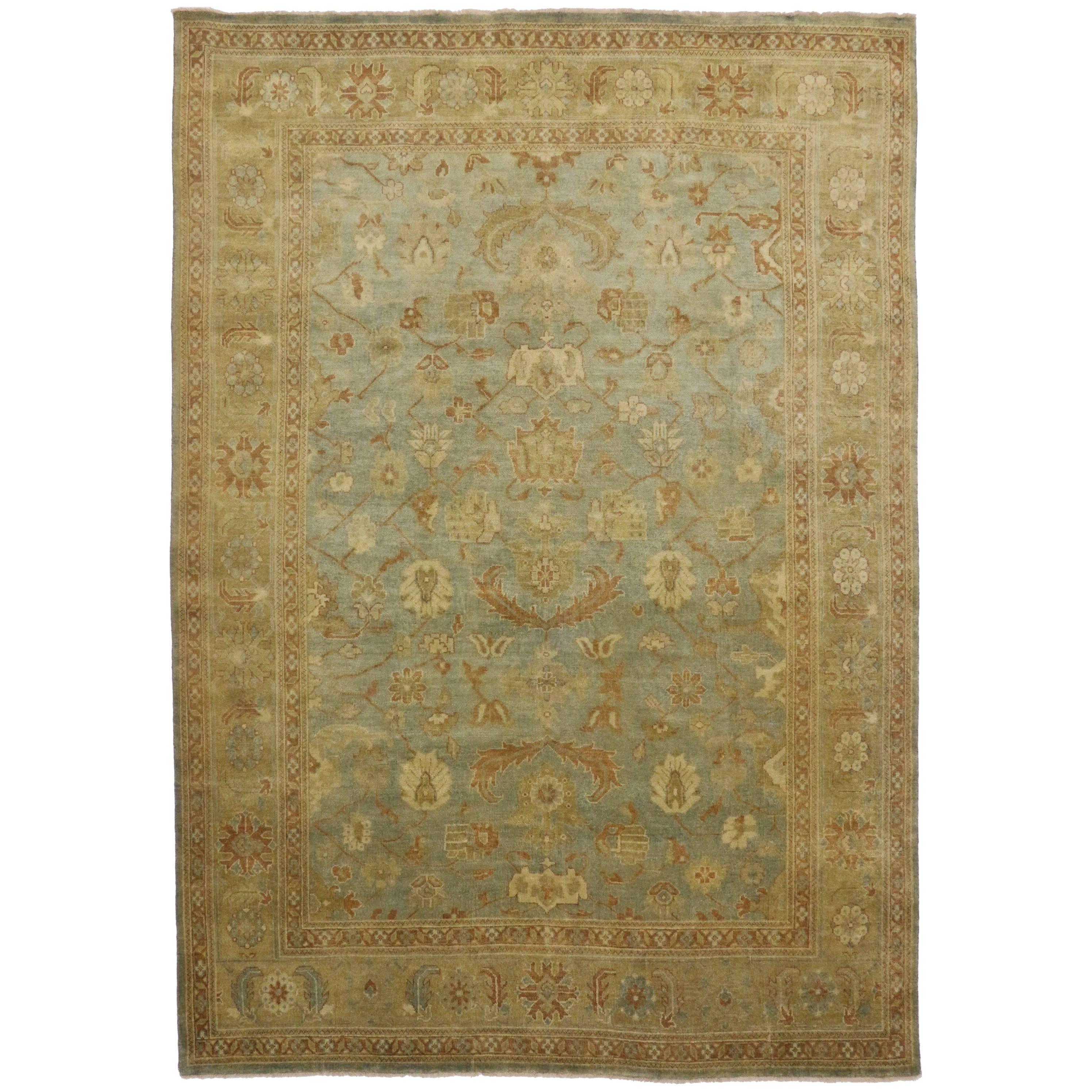 New Transitional Style Runner with Oushak Design, Small Hallway Runner ...