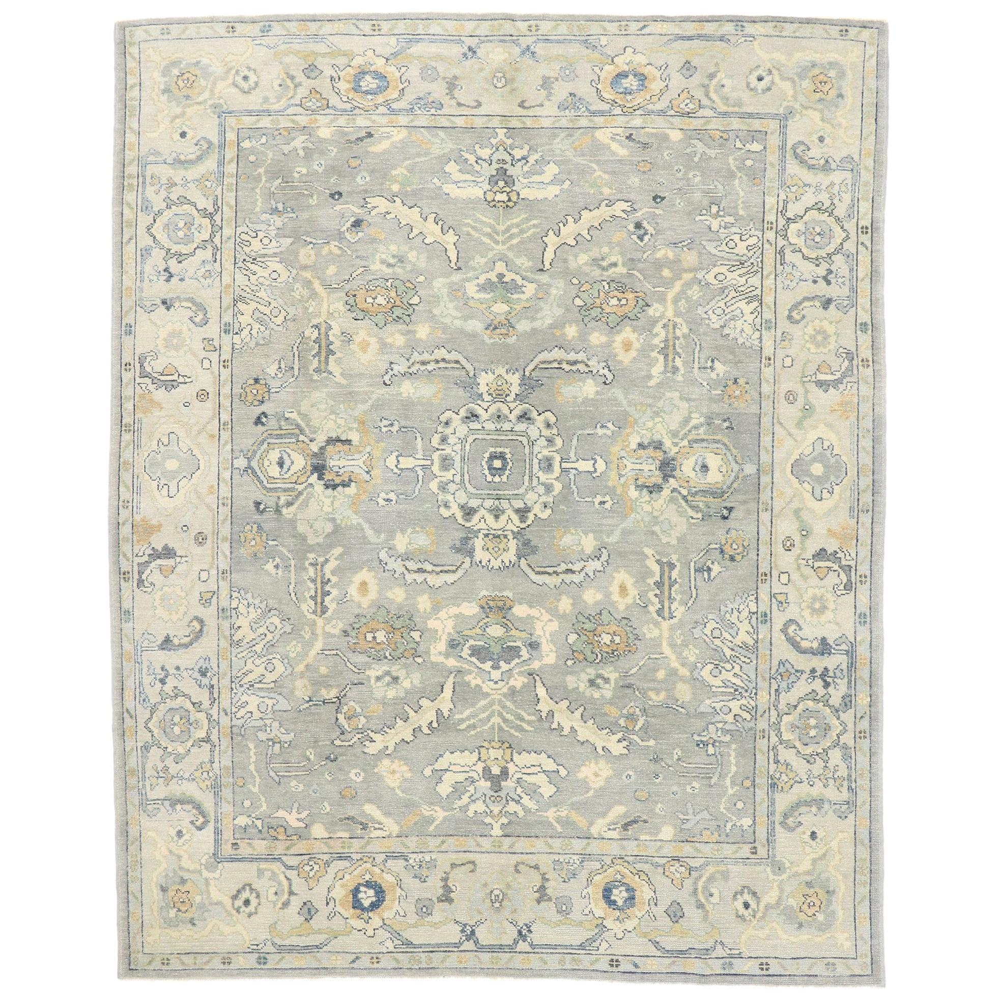 New Gray Modern Oushak Style Wool Rug For Sale at 1stDibs