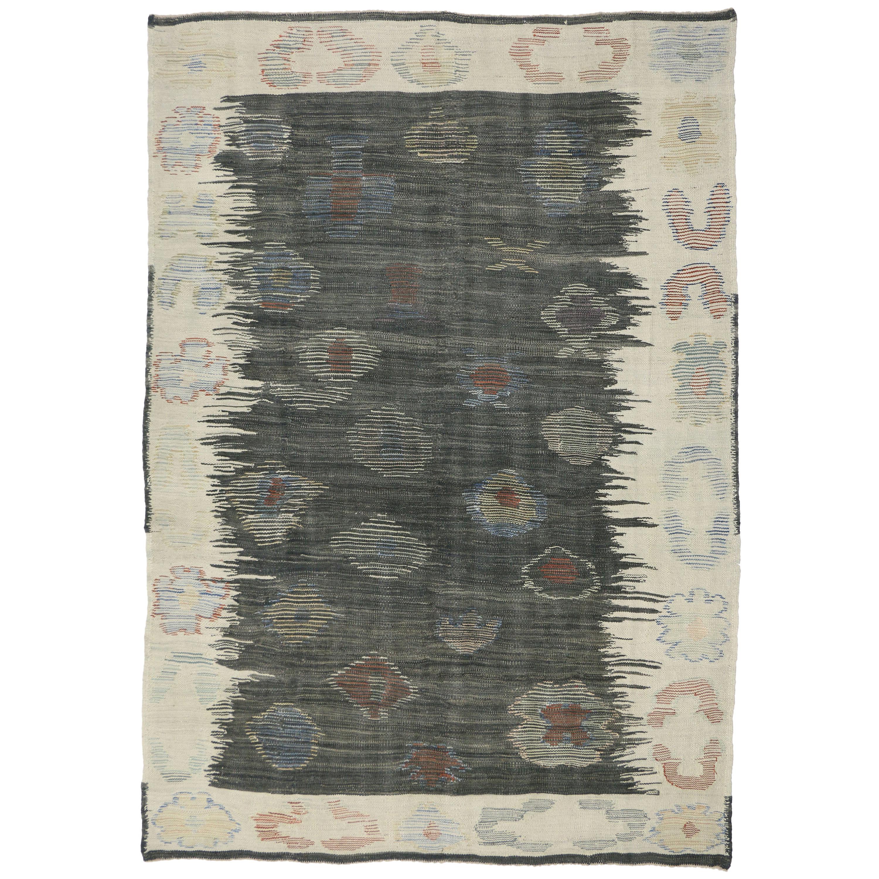 Boho Chic Vintage Turkish Flatweave Kilim Rug with Modern Tribal Style ...