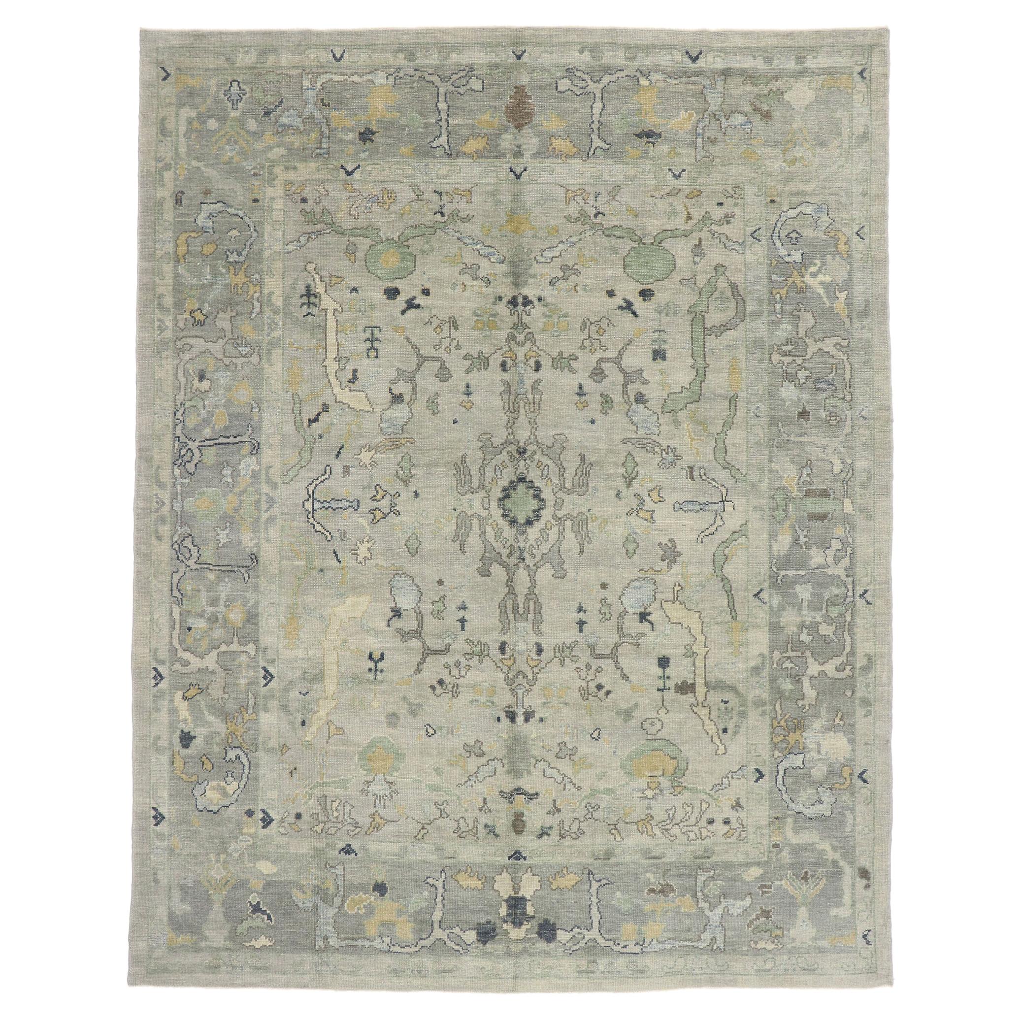 New Contemporary Oushak Area Rug with Coastal Cottage Style For Sale at ...
