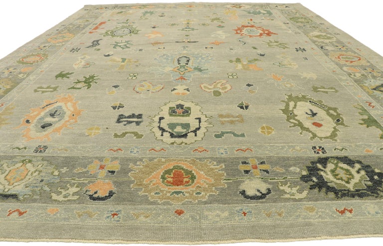 New Contemporary Turkish Oushak Rug with Modern Neoclassical Style For ...