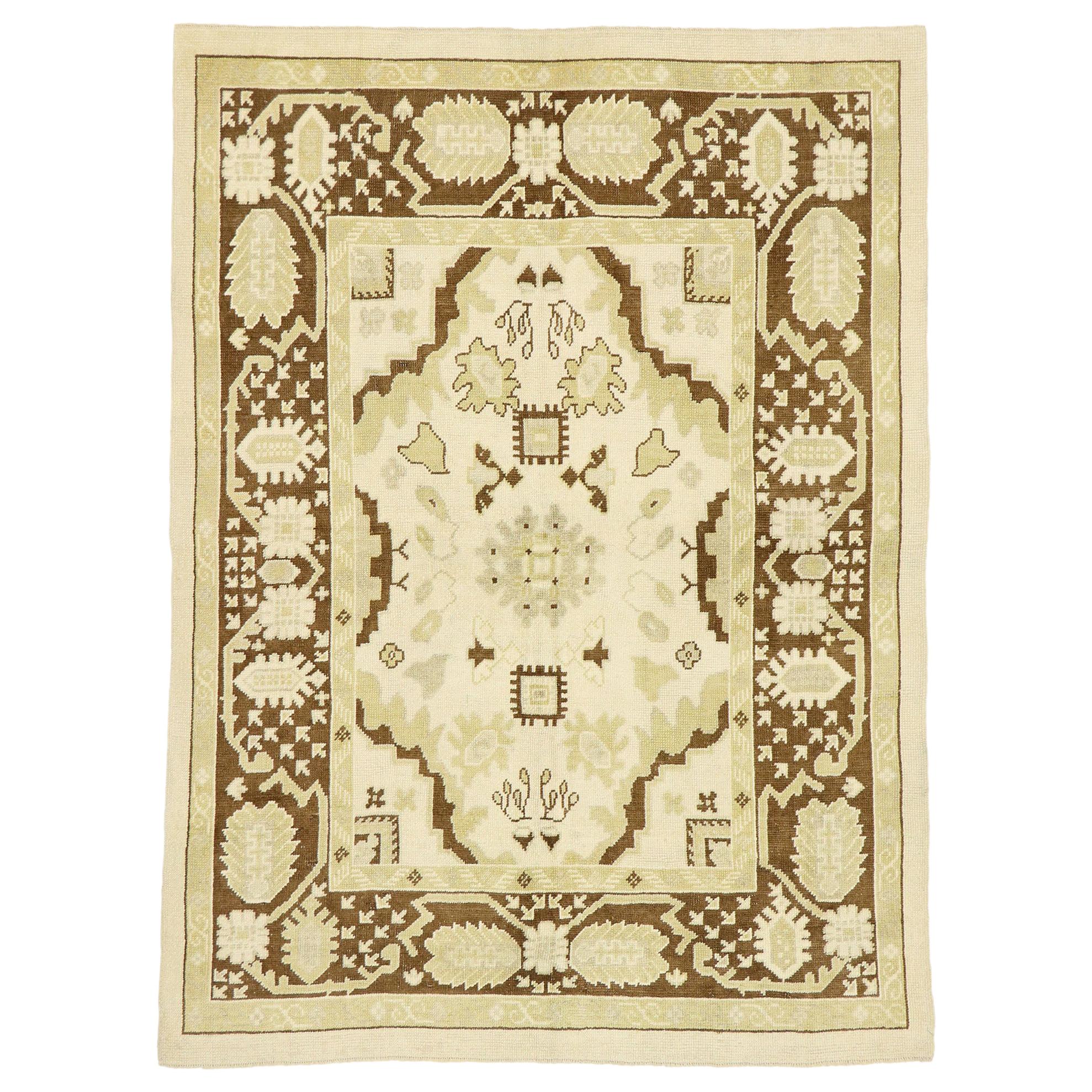 Antique Turkish Oushak Rug with Modern Shaker Style For Sale at 1stDibs