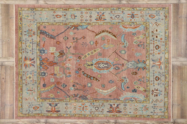 New Contemporary Turkish Oushak Rug with Modern Spanish Colonial Style ...