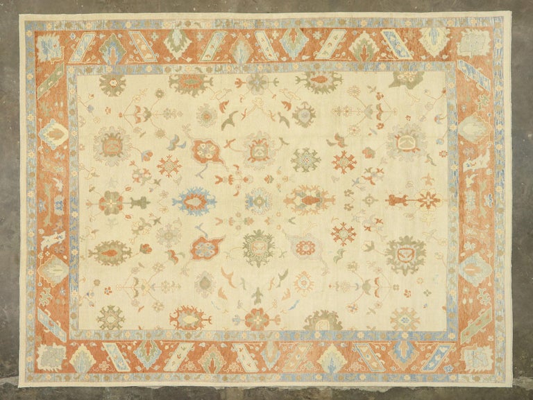 New Contemporary Turkish Oushak Rug with Modern Spanish Revival Style ...