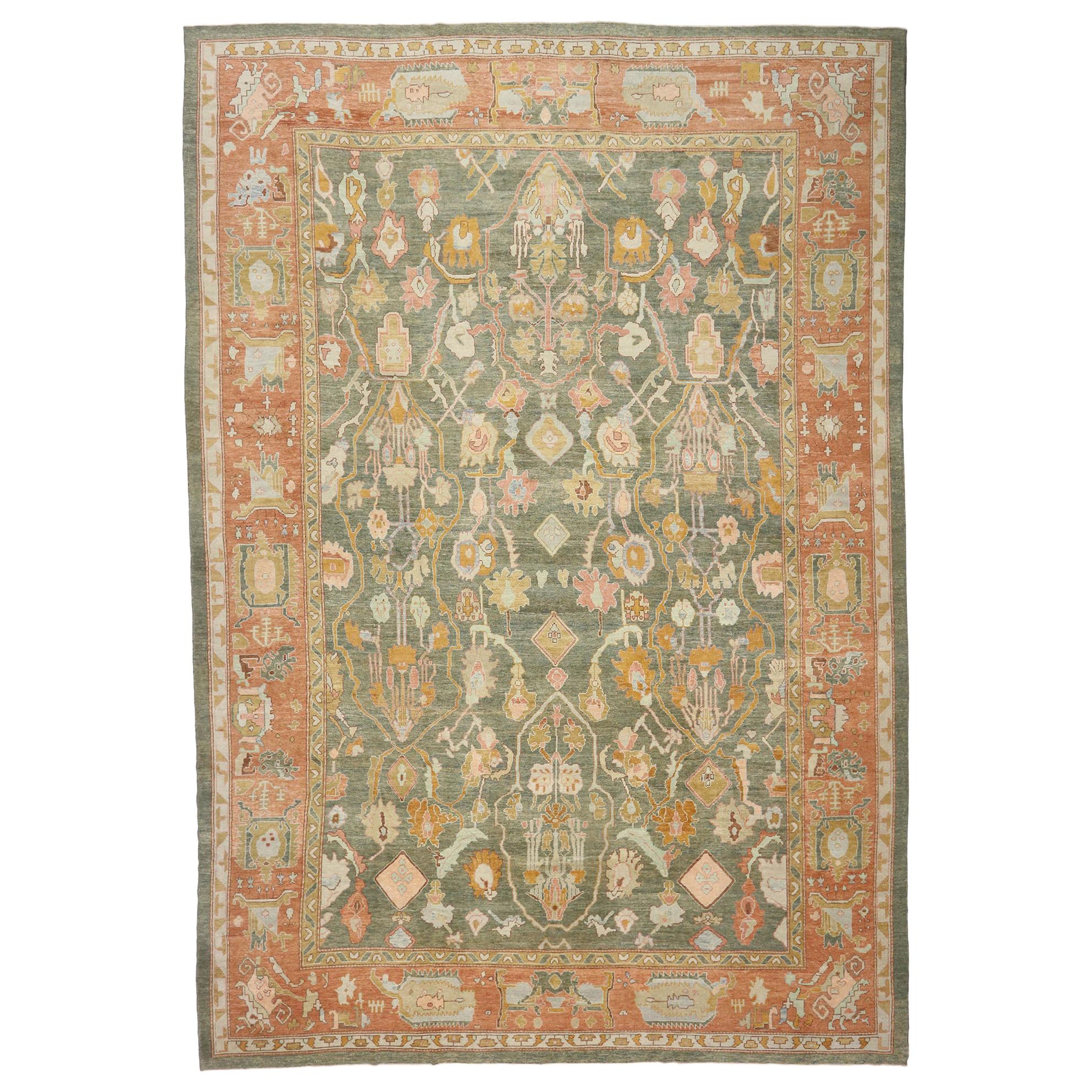 New Contemporary Turkish Oushak Rug with Modern Spanish Colonial Style ...