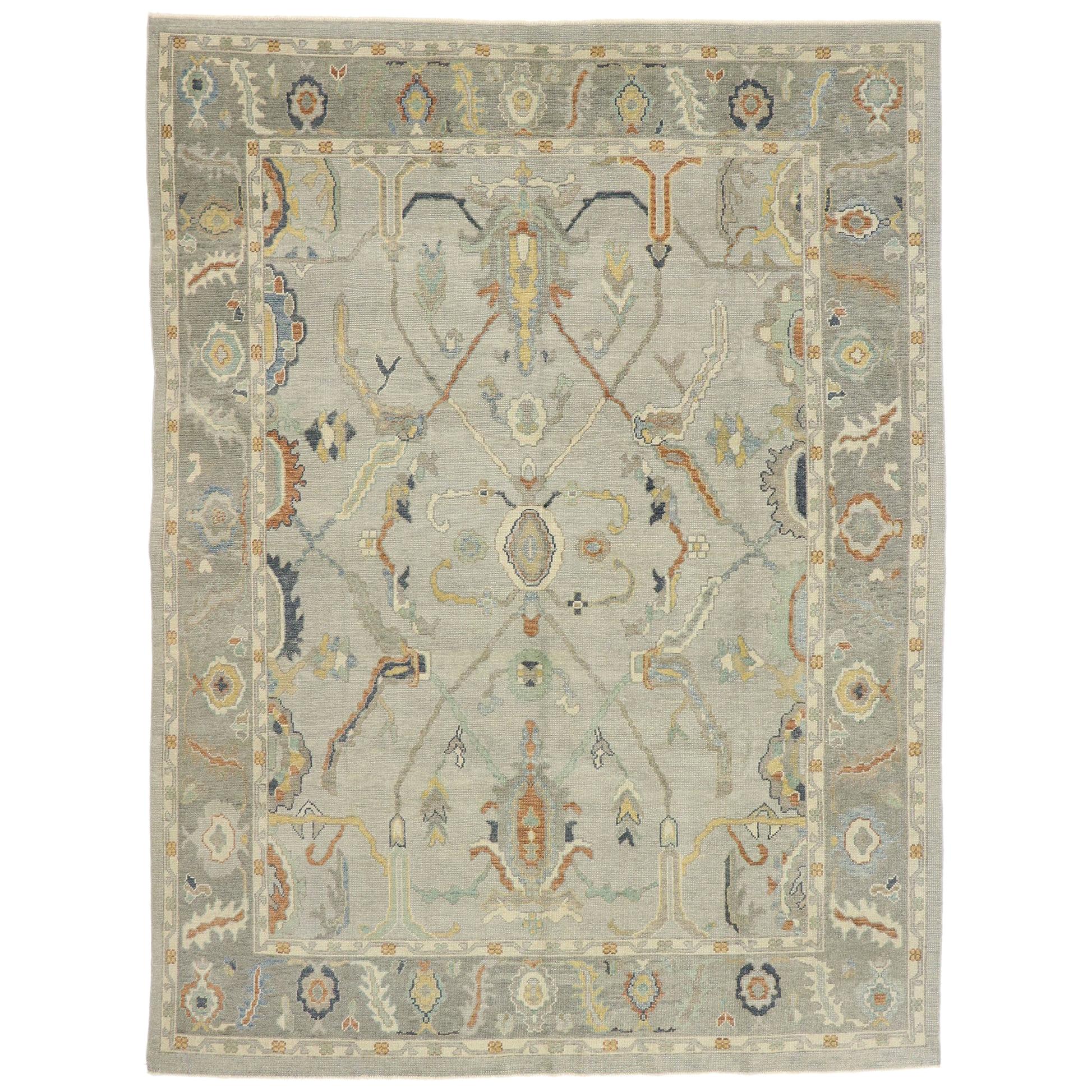 Modern Turkish Oushak Rug with Transitional Style at 1stDibs